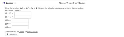 solved given the function f x 5x2−8x 3 calculate the