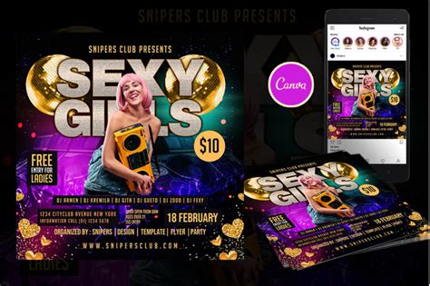 Sexy Girls Event Flyer Canva Template By Cilo Creative TheHungryJPEG