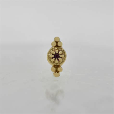 Kiwi 14g 12g Threaded Ruby With Beaded Accents Yg Enigma Professional Piercing Adams