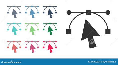 Black Bezier Curve Icon Isolated On White Background Pen Tool Icon Set Icons Colorful Stock