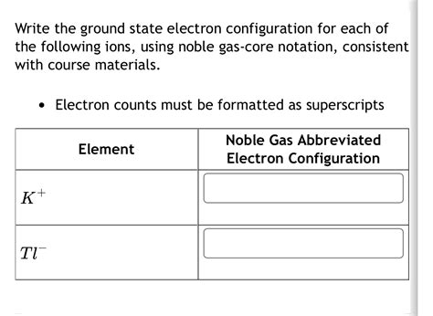 Solved Write The Ground State Electron Configuration For