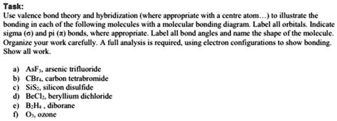 Solved Task Use Valence Bond Thcory And Hybridization Whcre Ppropriale With Centre Jom To