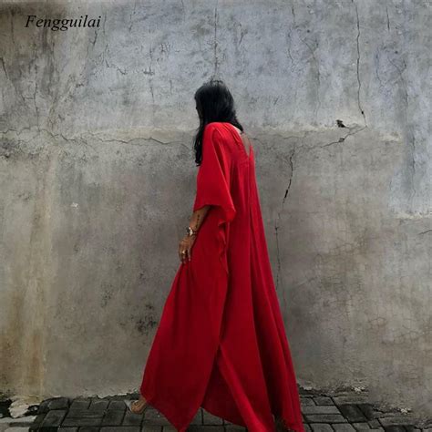 자외선 차단 여성 단색 풀오버와 긴 소매 레드 비치 블라우스 2021 봄 여름 수영복