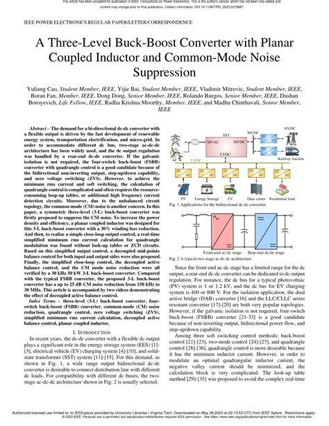 Pdf A Three Level Buck Boost Converter With Planar Coupled Inductor And Common Mode Noise