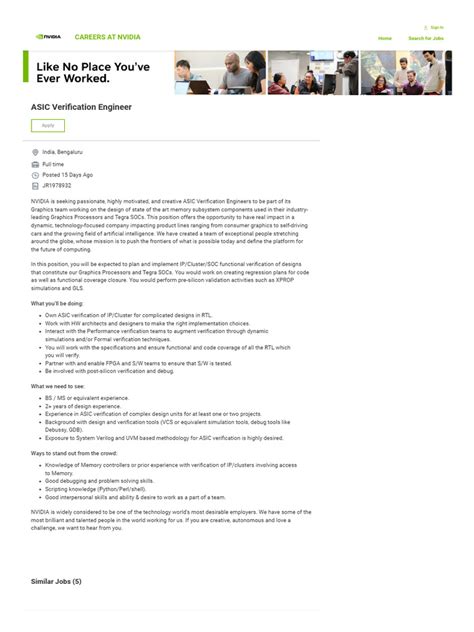 Careers At Nvidia India Asic Verification Engineer Pdf