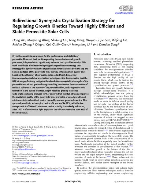 Bidirectional Synergistic Crystallization Strategy For Regulating
