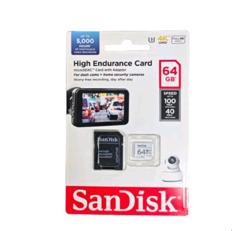 Sandisk High Endurance Microsd Memory Card For Cctv Recording Video Monitoring Car Camera