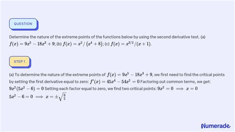 Solveddetermine The Nature Of The Extreme Points Of The Functions