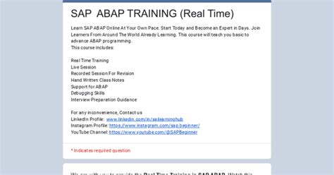 Sap Abap Training Real Time Sai L