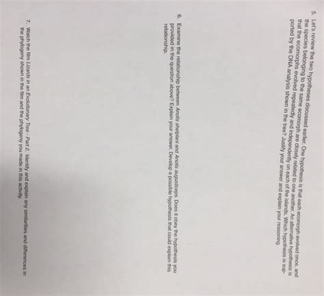 Solved 5 Lets Review The Two Hypotheses Discussed Earlier