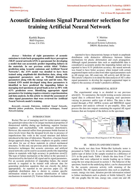 Pdf Acoustic Emissions Signal Parameter Selection For Training