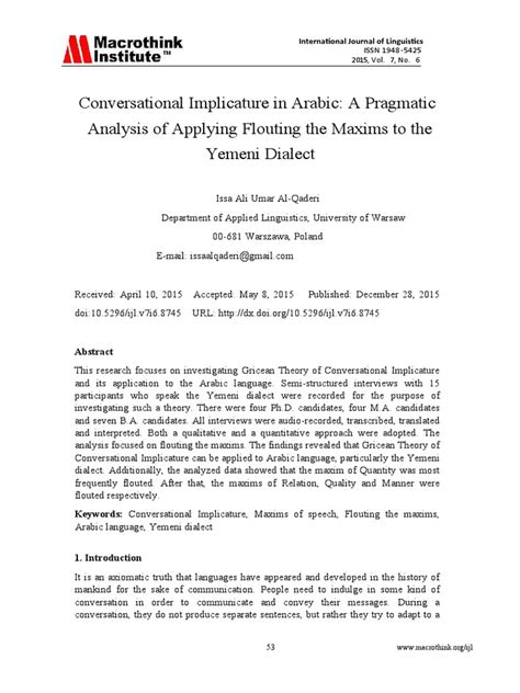 4 Conversational Implicature Pdf Human Communication Cognitive