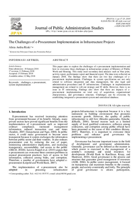 Pdf The Challenges Of E Procurement Implementation In Infrastructure