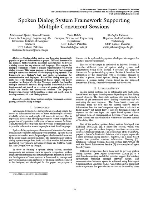 Spoken Dialog System Framework Supporting Multiple Concurrent Sessions Pdf