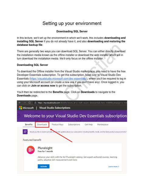 Setting Up Your Environment Downloading Sql Server Pdf
