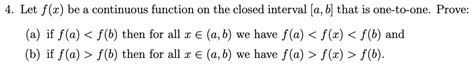 solved 4 let f x be a continuous function on the closed