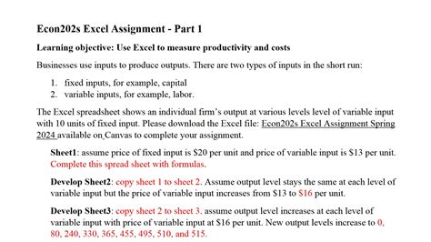 Solved Econ202s Excel Assignment Part 1Learning Chegg Com
