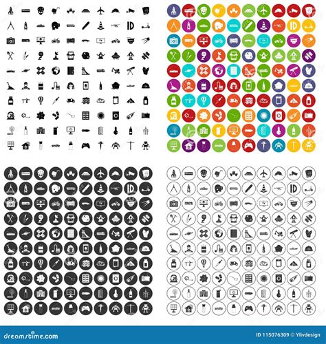 100 Development Icons Set Vector Variant Stock Vector Illustration Of