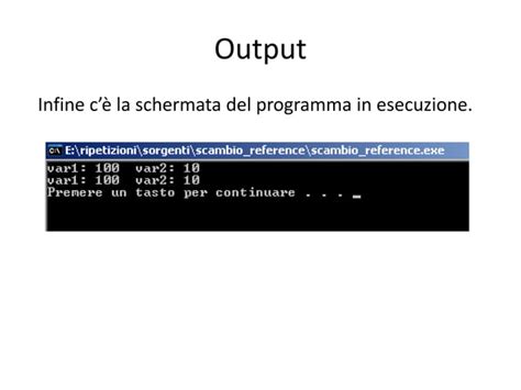 Scambio Di Variabili Con Le Reference Ppt