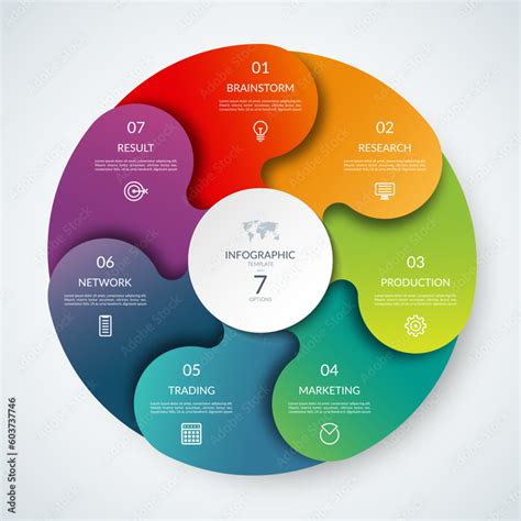 Vector Infographic Circle Cycle Diagram With 7 Steps Round Chart That