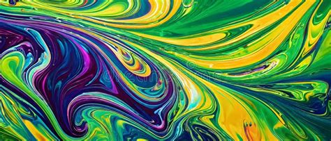 Dynamic Abstract Background With Swirling Liquid Patterns And Colorful Light Refraction Stock