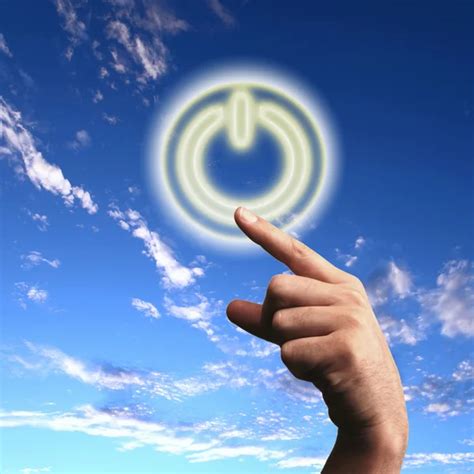 Power Button Against Sky Background Stock Photo SergeyNivens 9189998