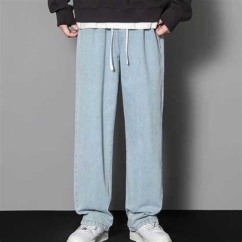Uublik Baggy Jeans Men Casual Jeans Straight Wide Leg Fashion Denim