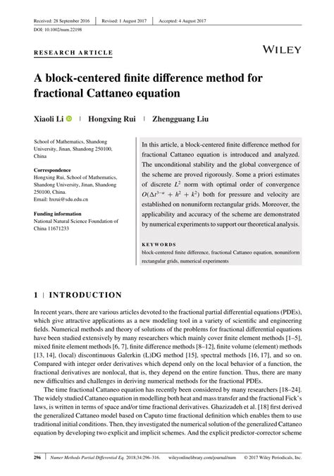 pdf a block‐centered finite difference method for fractional cattaneo