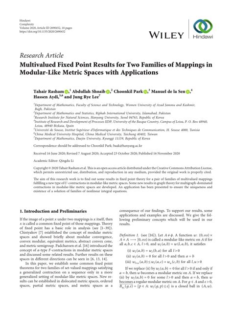 Pdf Multivalued Fixed Point Results For Two Families Of Mappings In