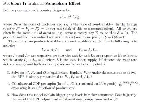 Solved Problem 1 Balassa Samuelson Effect 1 Let The Price