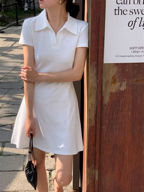 루어스룸 자체제작네시아 카라 반팔 피케 Pk 반팔 여름 피케이 라인 플레어 원피스3color