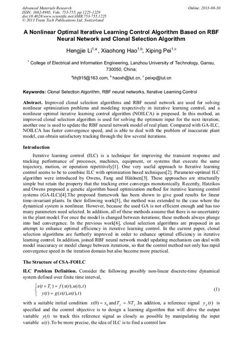 A Nonlinear Optimal Iterative Learning Control Algorithm Based On Rbf