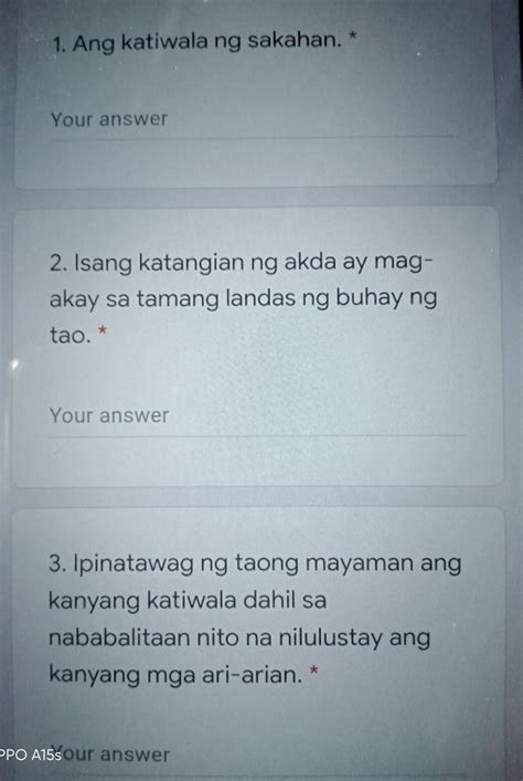 Gawain sa pagkatuto biglang 3: Tukuyin ang mga sumusunod na pahayag/pangyayari sa parabula Kung ...