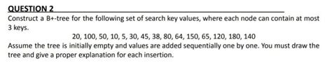 Solved QUESTION Construct A B Tree For The Following Set Chegg Com