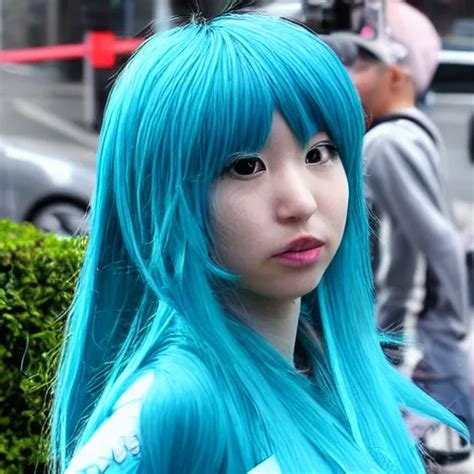 Paparazzi Photo Of Actress Miku Hatsune With Cyan Hair Stable Diffusion OpenArt