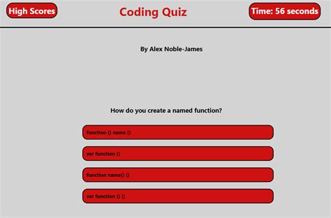 GitHub Alexnj1 Code Quiz