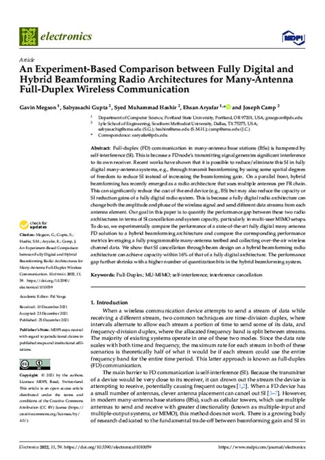 Pdf An Experiment Based Comparison Between Fully Digital And Hybrid Beamforming Radio