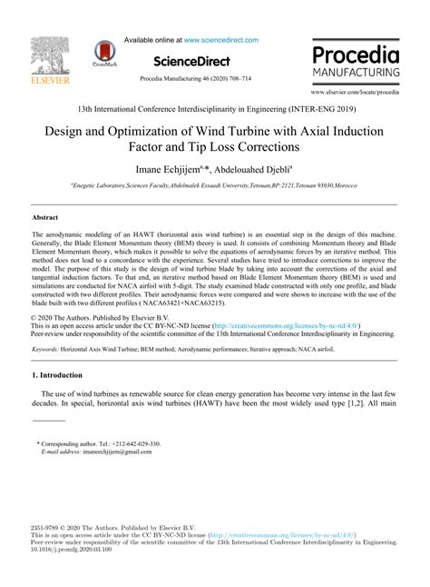 Pdf Design And Optimization Of Wind Turbine With Axial Induction Factor And Tip Loss Corrections