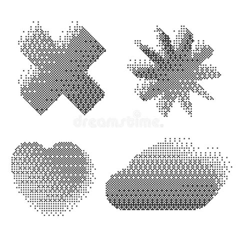 pixel pattern shapes textured heart star and cross with bitmap y2k