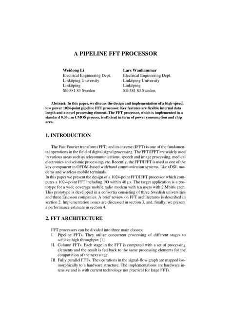 pdf a pipeline fft processor