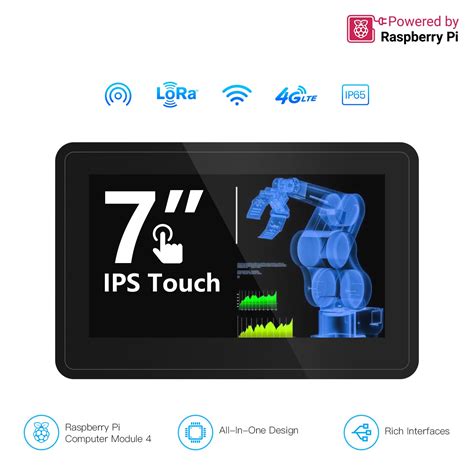 pi terminal 7” 1024 600 ips hmi cm4 panel all in one module raspberry