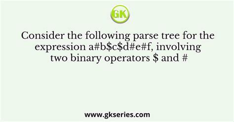 Consider The Following Parse Tree For The Expression Abcdef