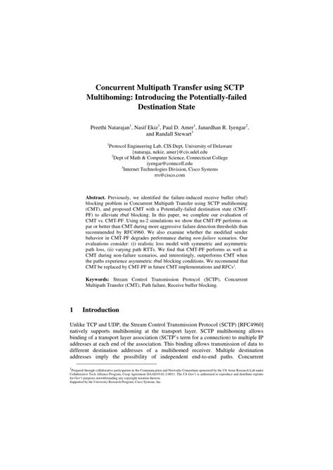 Pdf Concurrent Multipath Transfer Using Sctp Multihoming Introducing