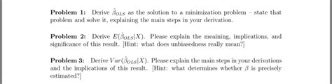 Solved Problem 1 Derive β0Ls as the solution to a Chegg com