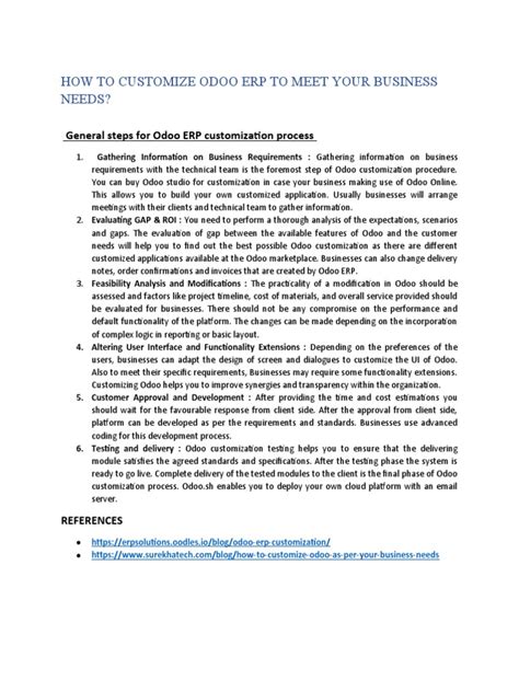 How To Customize Odoo Erp To Meet Your Business Needs Pdf Enterprise Resource Planning
