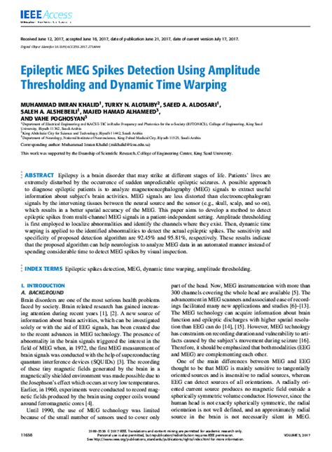 Pdf Epileptic Meg Spikes Detection Using Amplitude Thresholding And Dynamic Time Warping