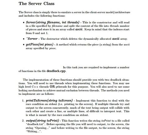 Solved The Server Class The Server Class Is Simply There To Chegg Com