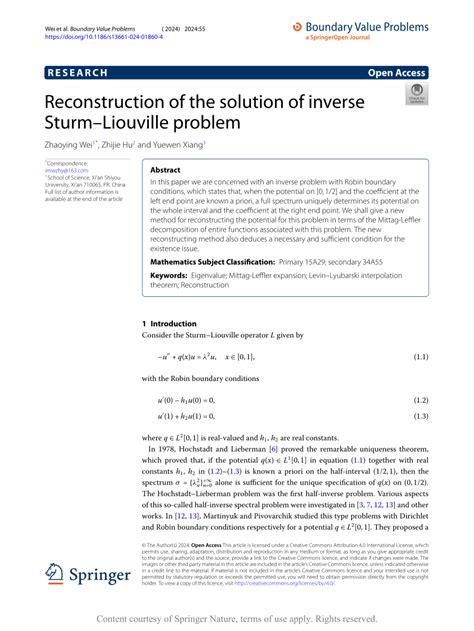 Pdf Reconstruction Of The Solution Of Inverse Sturmliouville Problem