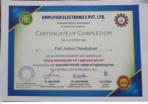 Ankita Patil On Linkedin Successfully Completed Workshop On Arduino