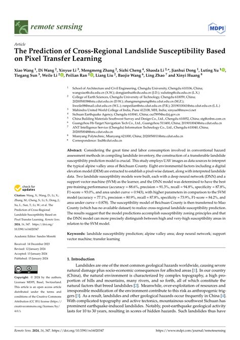 Pdf The Prediction Of Cross Regional Landslide Susceptibility Based